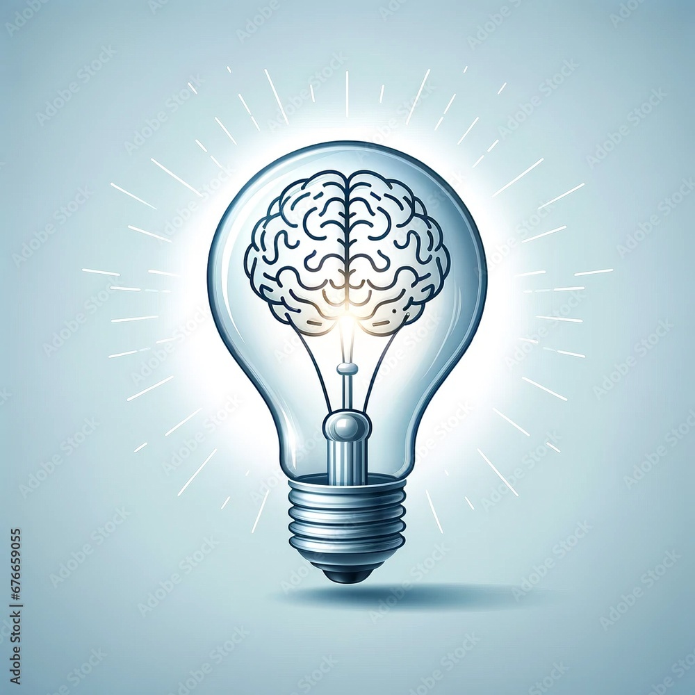 Bombilla Creativa con Filamento en Forma de Cerebro Simbolizando Ideas ...