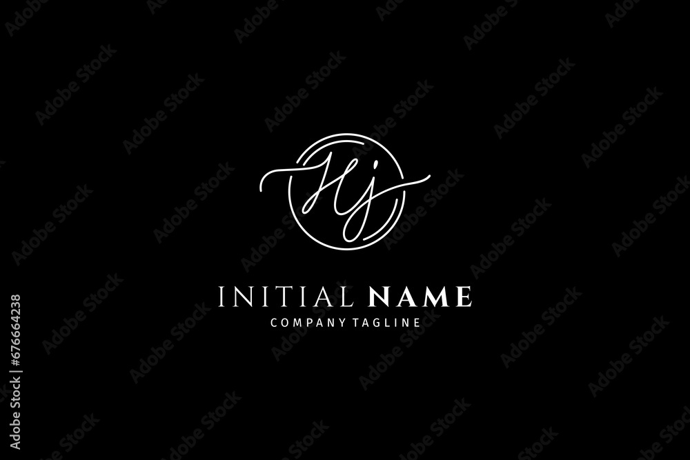 HJ handwritten monogram logo vector in circle frame Stock Vector ...