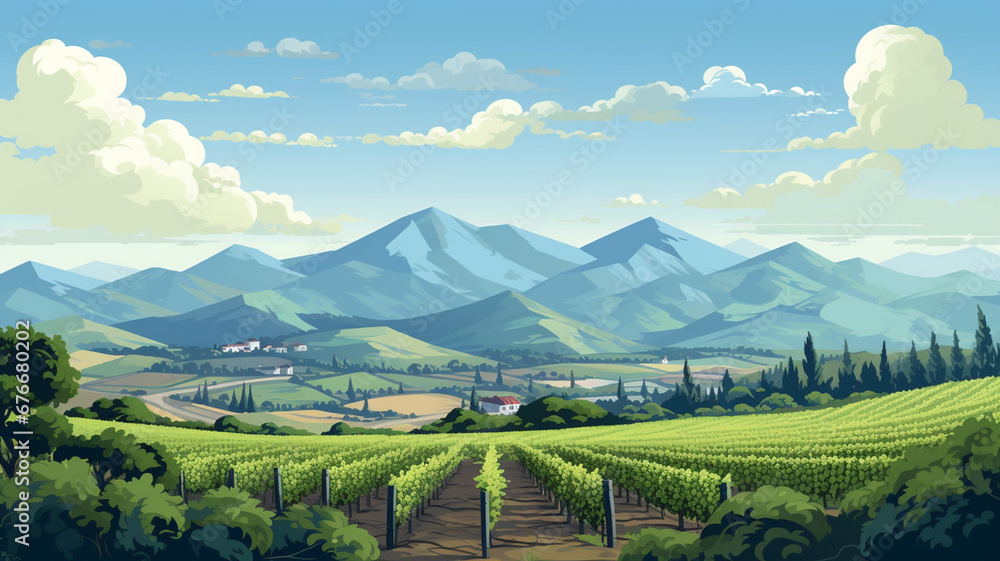 Amazing Pixel Art Landscape A Picturesque Pixel Art Vineyard Stock ...