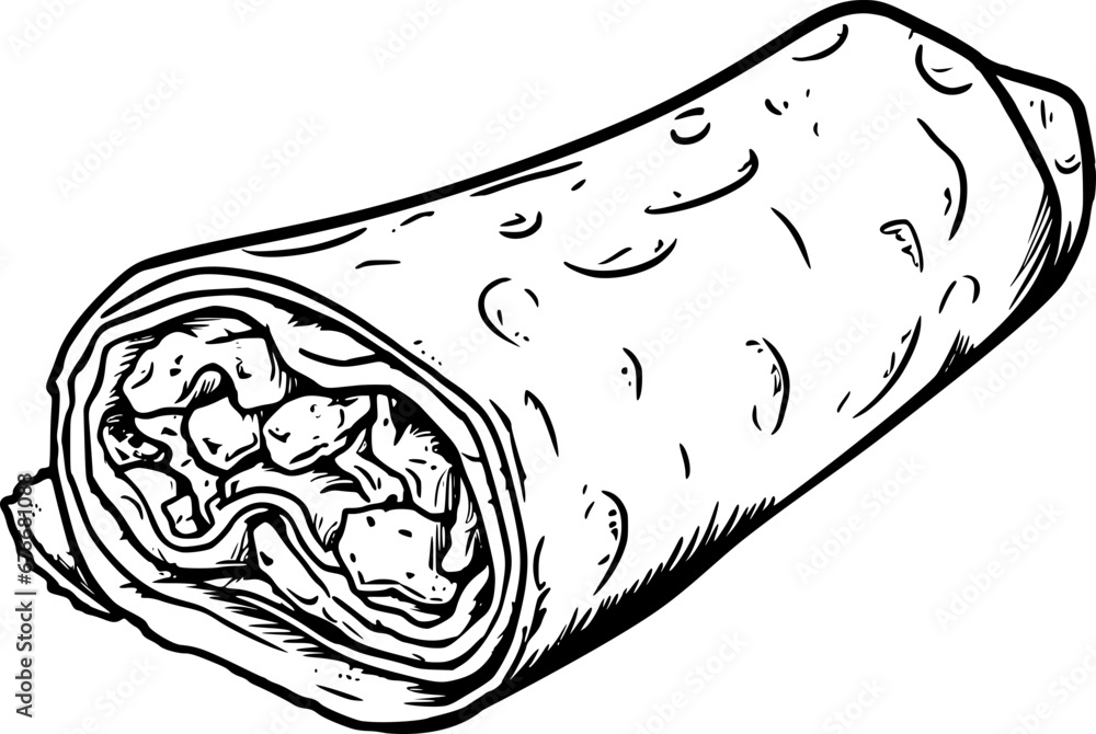 outline illustration of burritos for coloring page vector de Stock ...