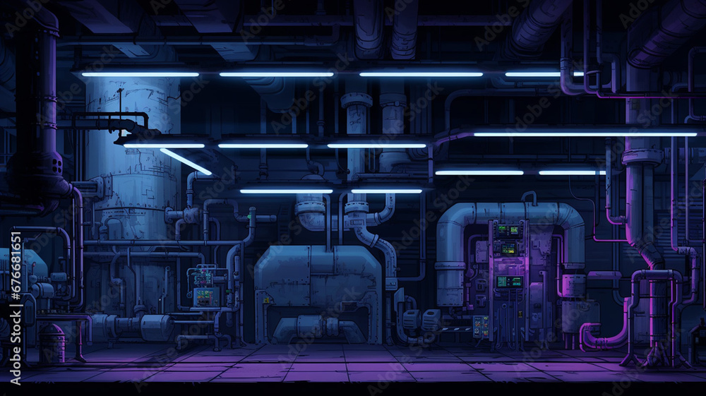 Pixel Art Scene A Secretive Cyberpunk Laboratory ilustração do Stock ...