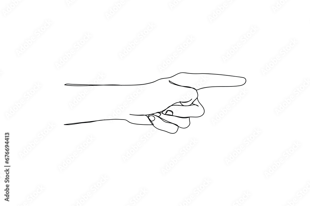 hand pointing to something. line art of hand gesture. Gun made from ...
