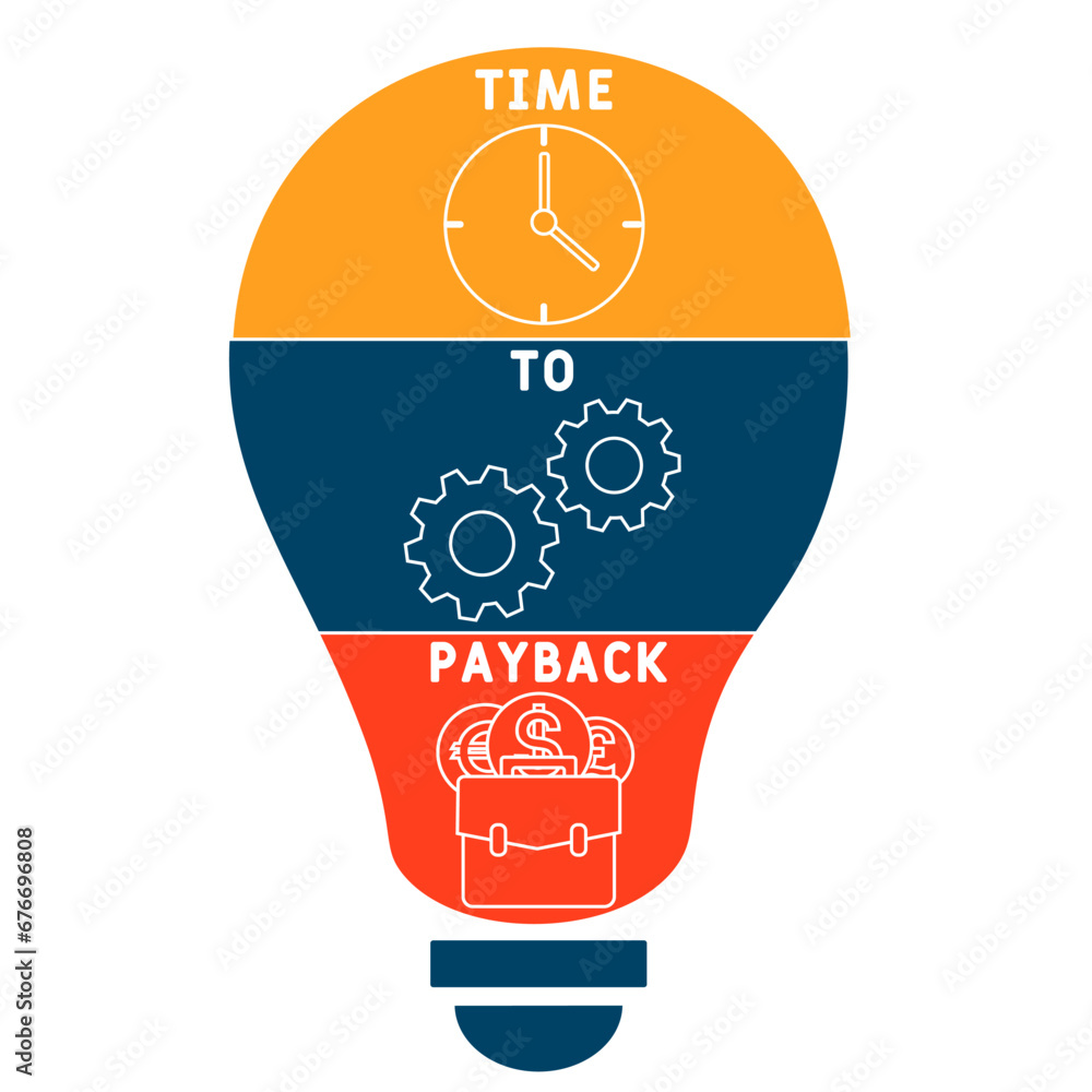 TTP time to payback business concept background. vector illustration ...