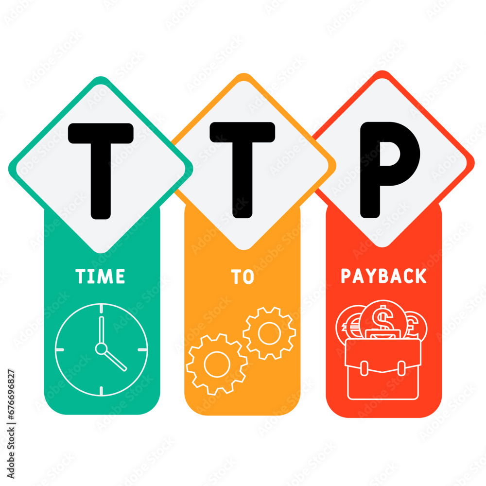 TTP time to payback business concept background. vector illustration ...