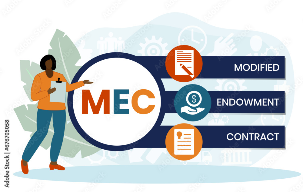 MEC, Modified Endowment Contract acronym. Concept with keyword and ...