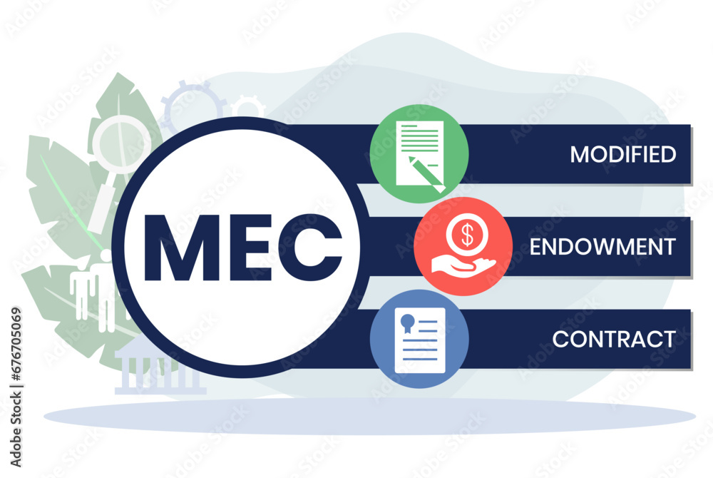 MEC, Modified Endowment Contract acronym. Concept with keyword and ...