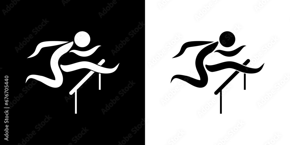 Pictogrammes représentant la compétition de la course de haie sur piste ...