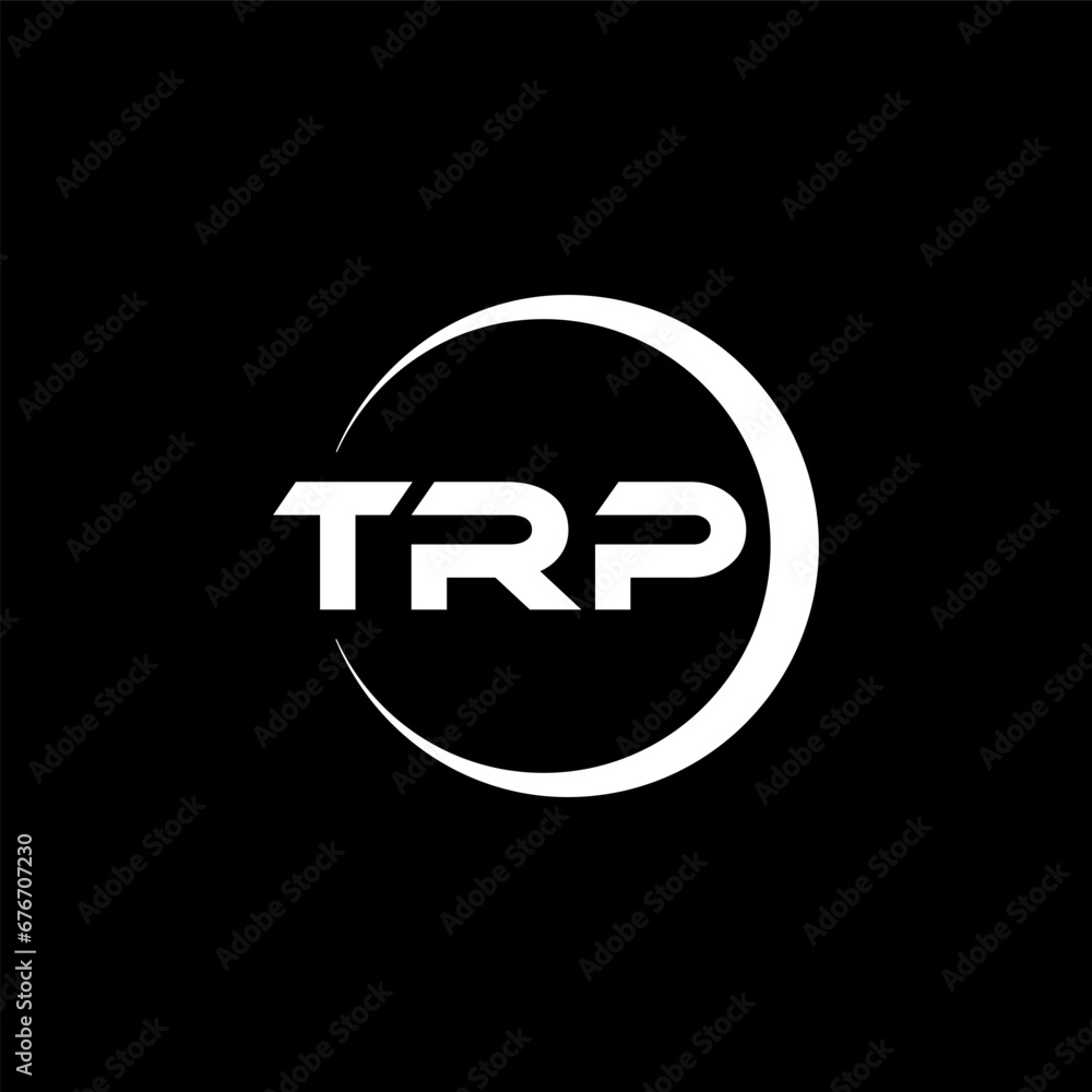 TRP letter logo design with black background in illustrator, cube logo ...