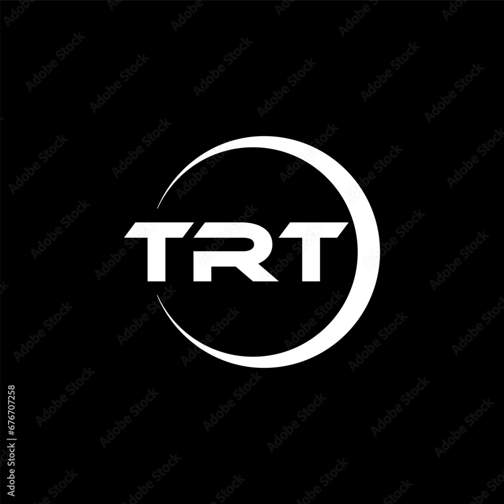 TRT letter logo design with black background in illustrator, cube logo ...