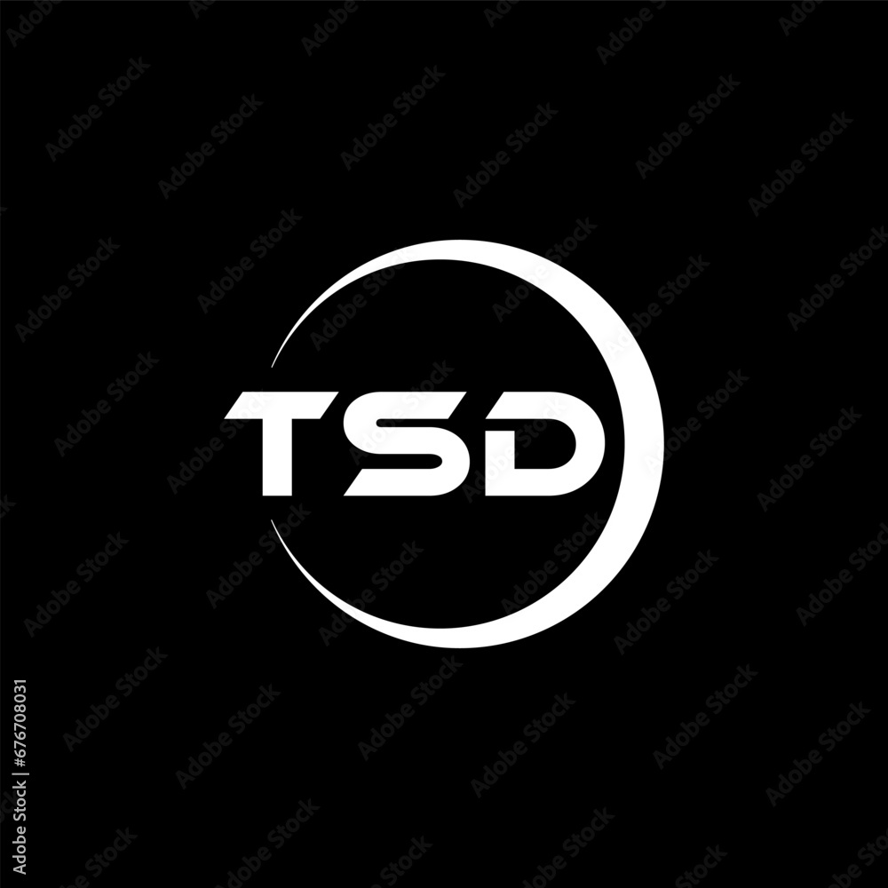 TSD letter logo design with black background in illustrator, cube logo ...