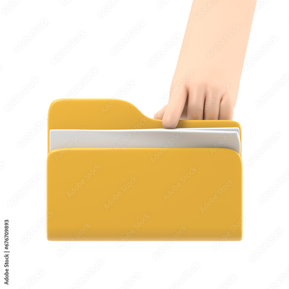 Cartoon Gesture Icon Mockup.Looking for information in a folder with ...