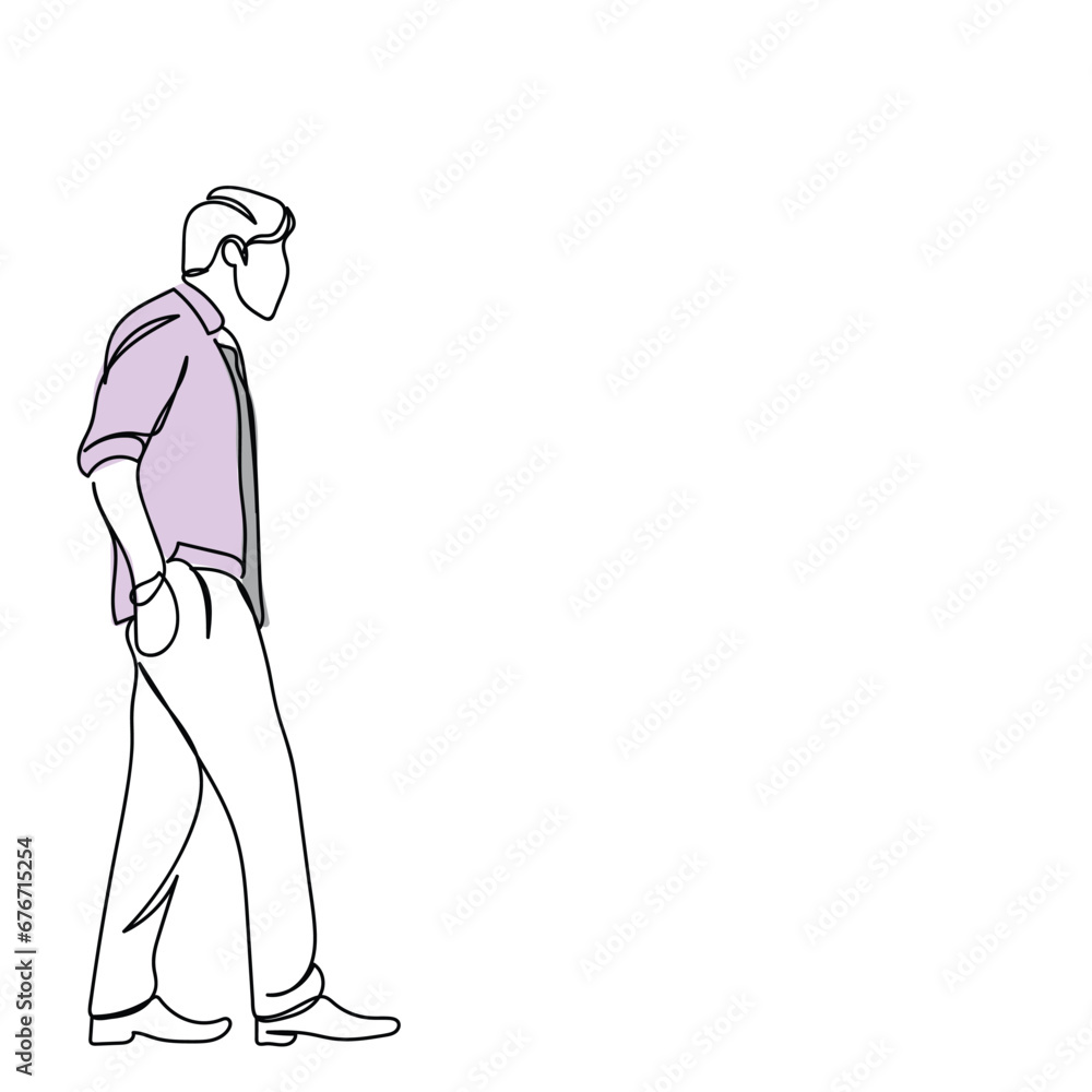 line art of a worried and disappointed man. A hopeless guy roaming ...