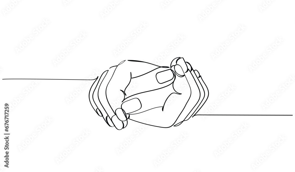 line art of human hands united. Support unity and harmony in the ...