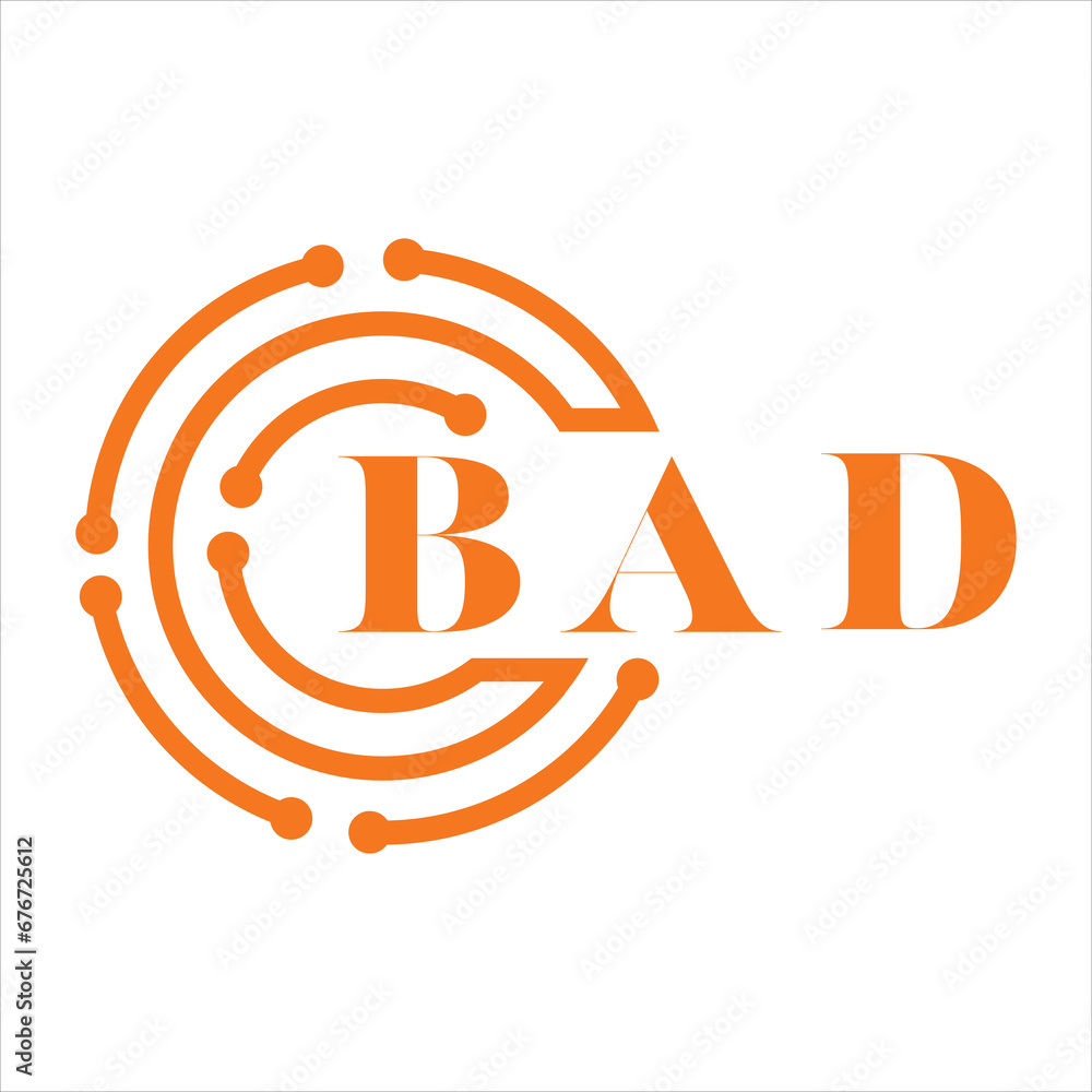 BAD letter design. BAD letter technology logo design on white ...