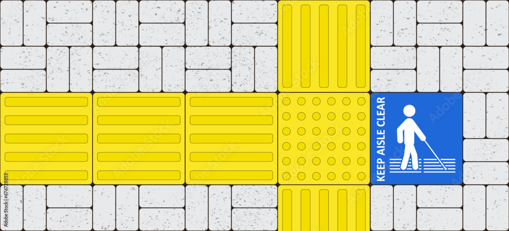 Braille blocks, yellow blocks of tactile paving for blind people ...