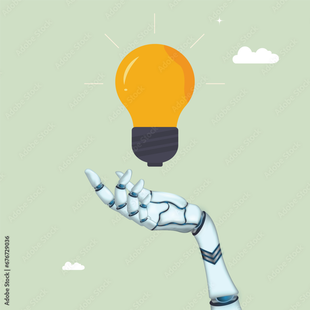 Robot rise hand and give idea, ai chat bot, chatbot answering, problem ...