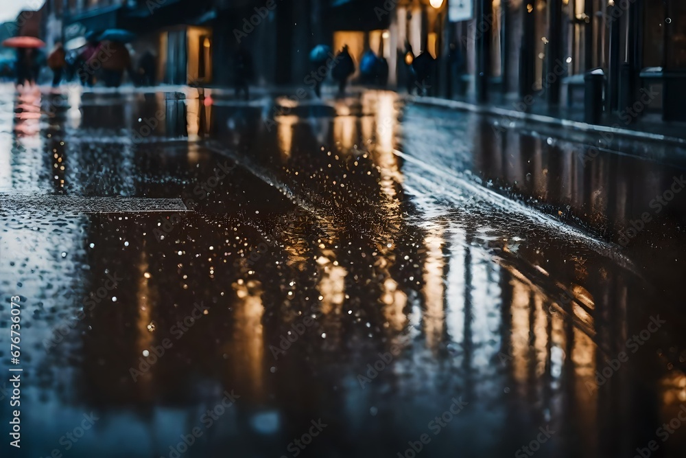 autumn, rain, slush, puddles, raindrops, water stains, city streets ...