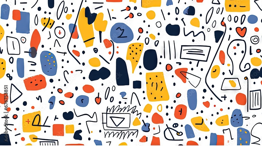 Children's cartoon abstract minimalist backdrop doodle drawing with ...