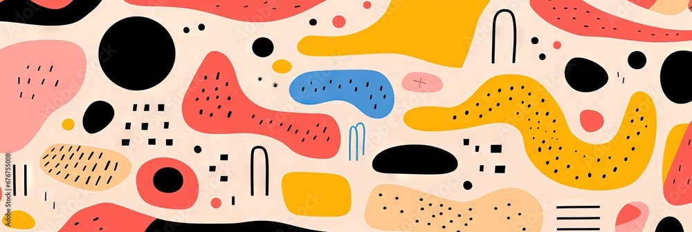 Children's cartoon abstract minimalist backdrop doodle drawing with ...