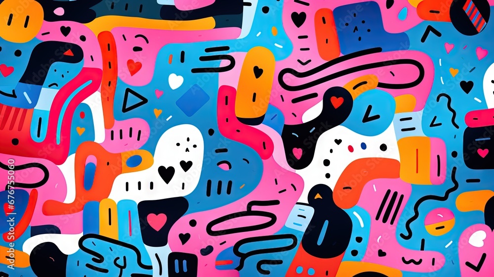 Children's cartoon abstract minimalist backdrop doodle drawing with ...