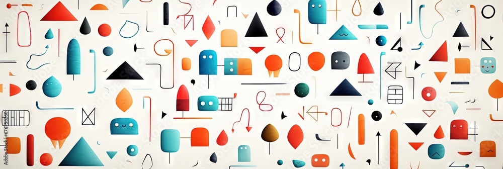 A fun, cute children's cartoon abstract minimalist doodle drawing with ...