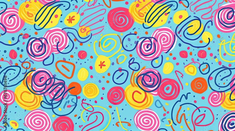 A Cute and fun children's abstract minimalist doodle with lines and ...