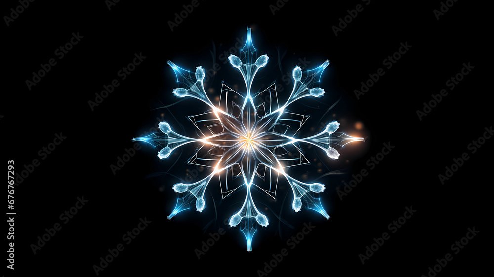 Snow Snowflake Winter Plexus Neon Black Background Digital Desktop ...