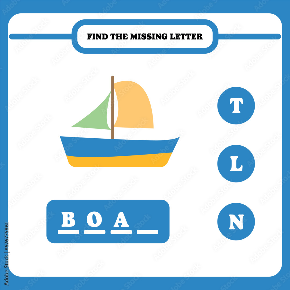 Find the missing letter. Educational spelling game for kindergarten or ...