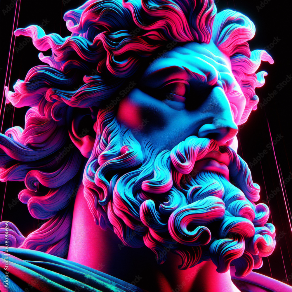 Bust of the god Zeus. Ancient Greek mythology. Antique sculpture. God ...