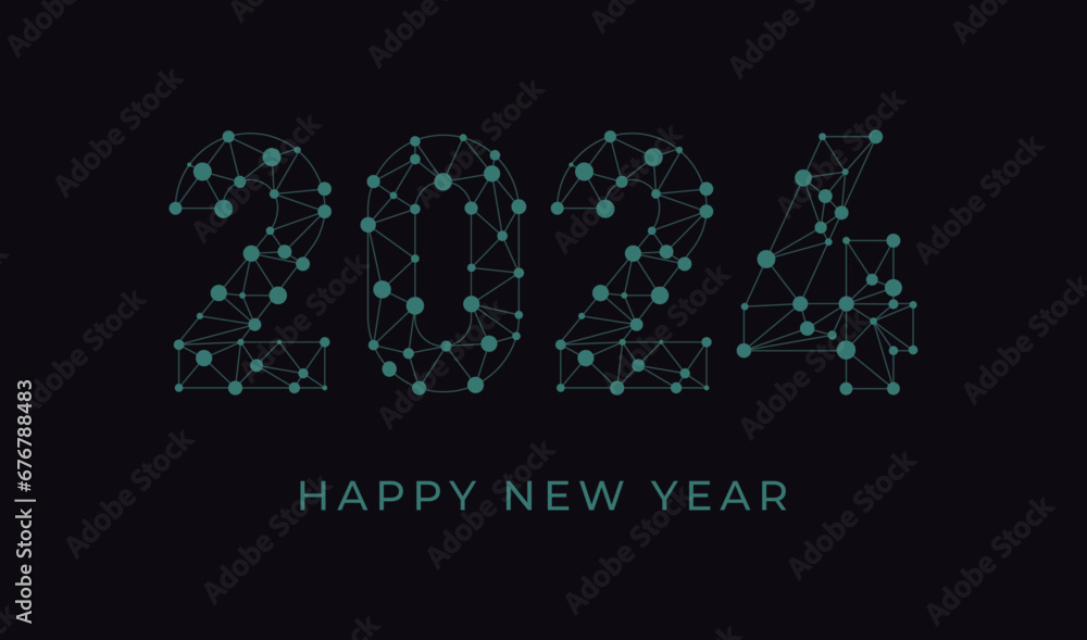 2024 happy new year text design with modern numbers communication ...