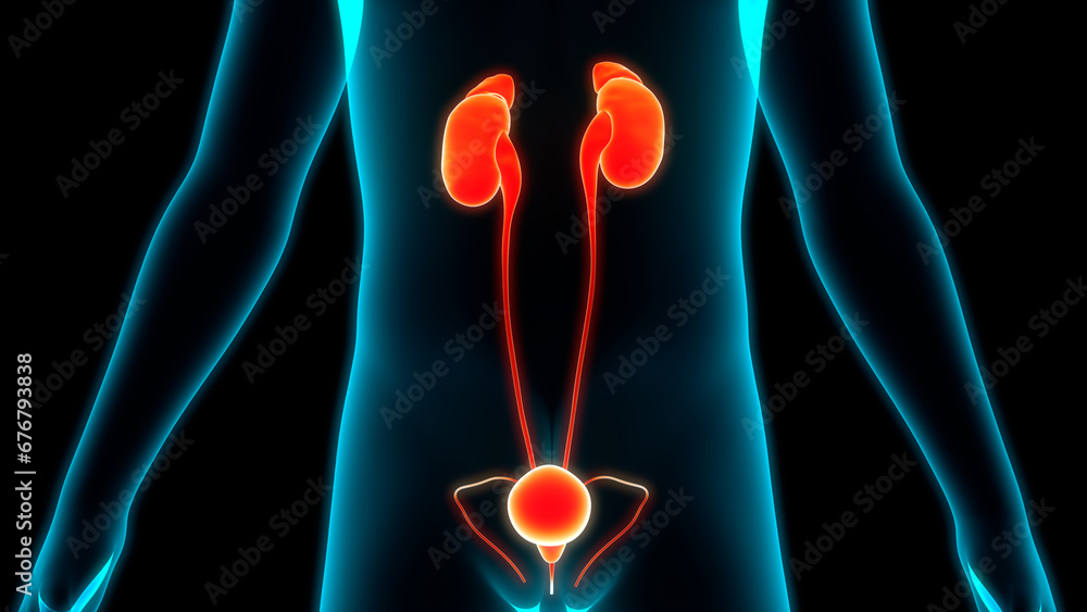 Human Urinary System Kidneys with Bladder Anatomy Stock Illustration ...