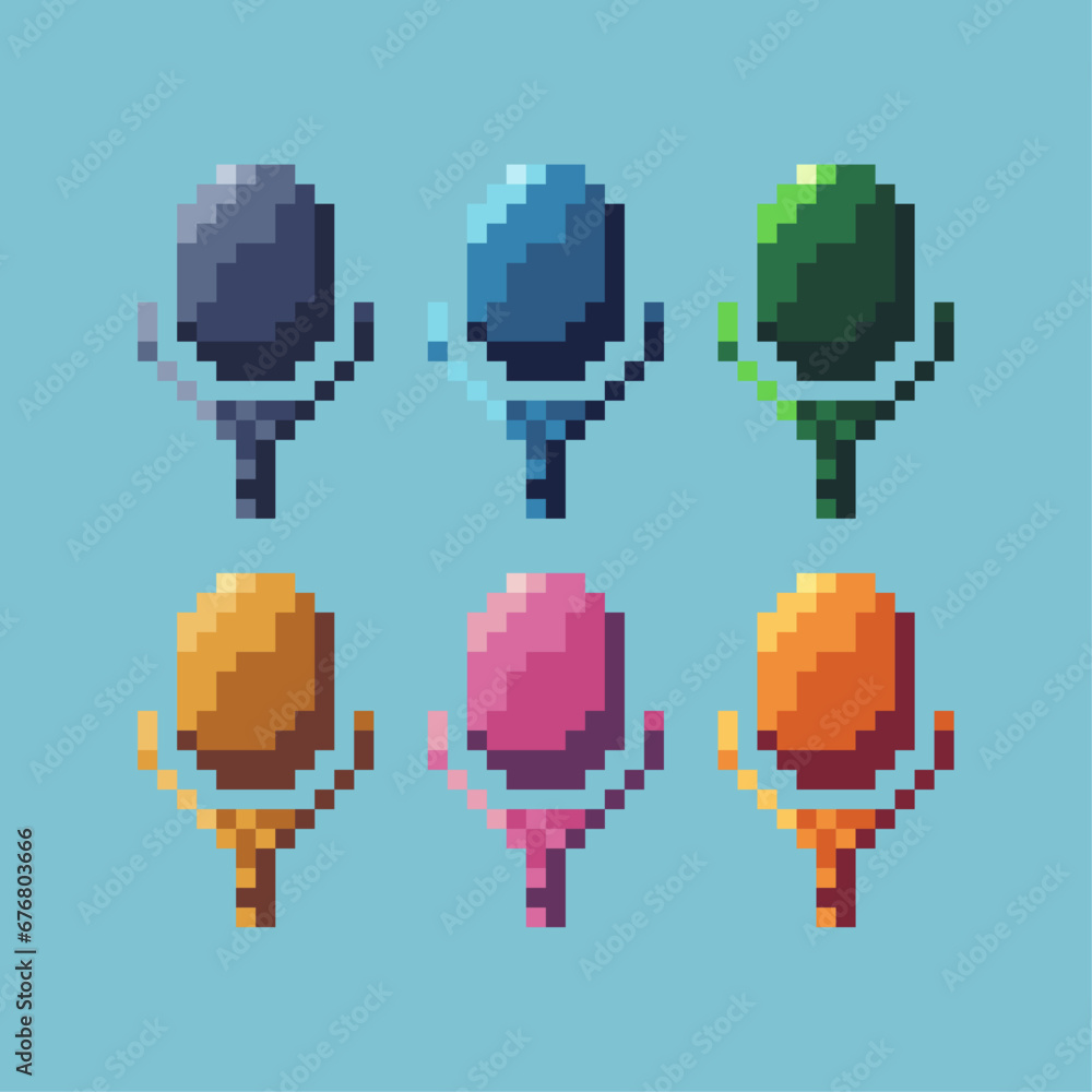 Pixel art sets of microphone icon with variation color item asset ...