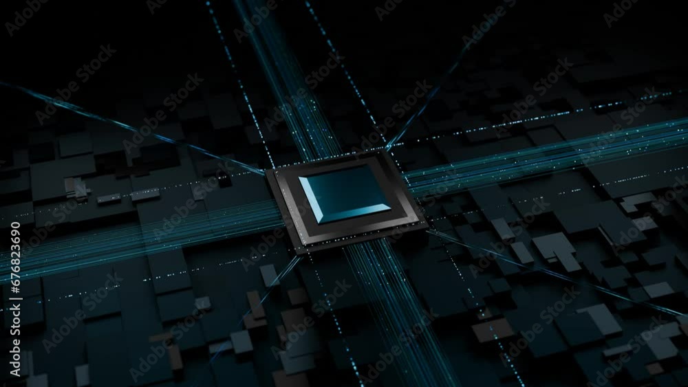 Central Computer Processors CPU concept. Digital pulses and signals ...