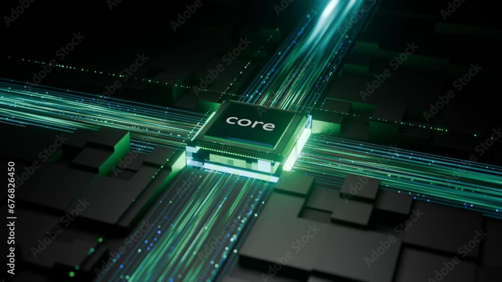 Central Computer Processors CPU concept. Digital pulses and signals ...