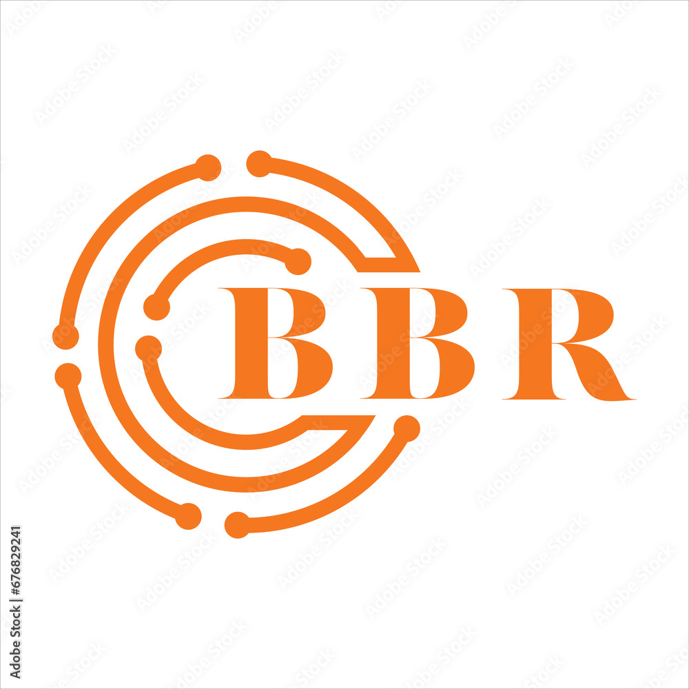 BBR letter design. BBR letter technology logo design on white ...
