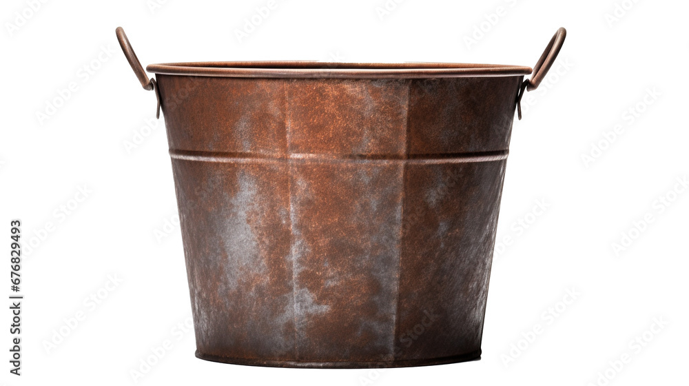 An old metal bucket isolated on transparent background, image with ...