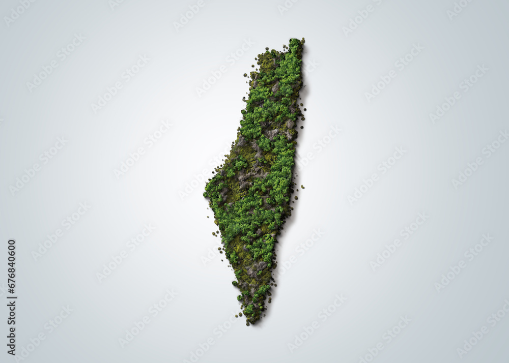 Palestine green 3D map concept isolated on white background. Stock ...
