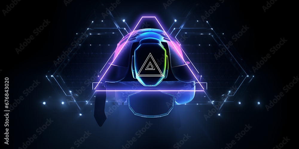 Laser show of glowing lines of neon lights with a black background ...