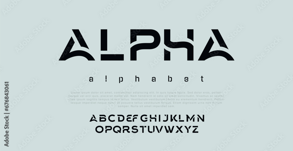 ALPHA Modern Bold Font. Regular Italic Number Typography urban style ...