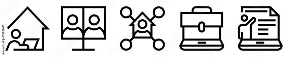 Conjunto de iconos de teletrabajo. Negocio digital. Persona trabajando ...