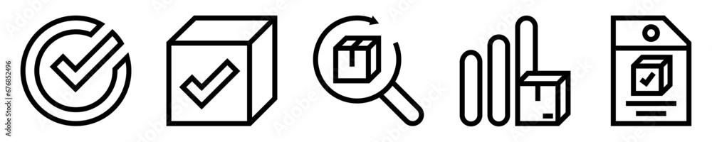 Conjunto de iconos de control de calidad. Supervisión. Checkmark ...