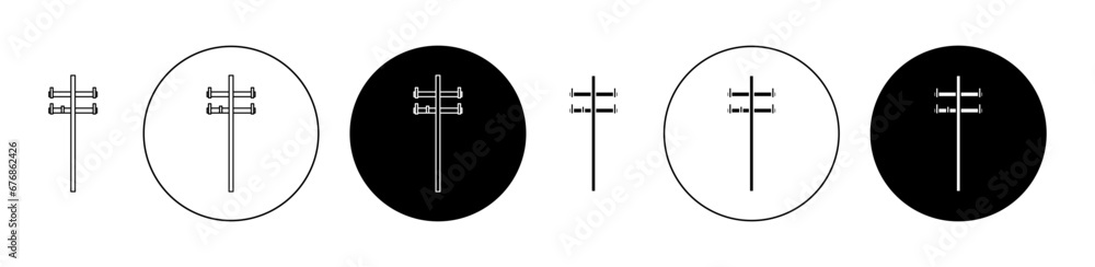 Electricity electric tower vector set. Power pole icon for UI designs ...