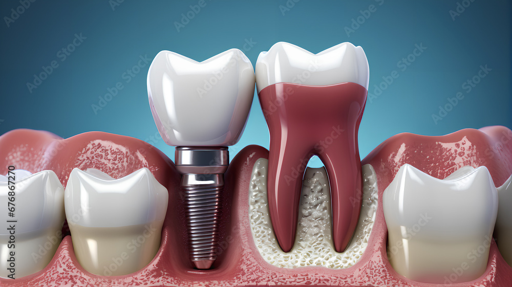 Dental implant - illustration of a tooth. Dentistry theme depicted ...