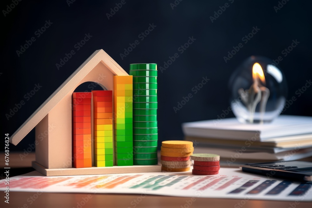 Energy efficiency concept with energy rating chart diagram. Energy ...