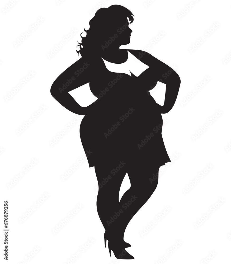 beautiful female body silhouette,black and white,editable,print ready ...