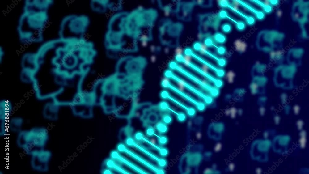 Abstract animated construction of a DNA molecule from particles ...