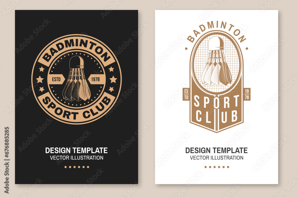 Set of badminton sport vintage flyer, poster design. Vector. Editable ...