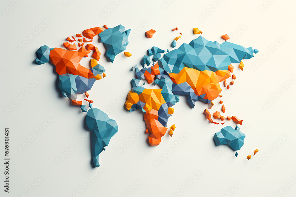 World map. Art bright continents. Minimal cartoon style world earth ...