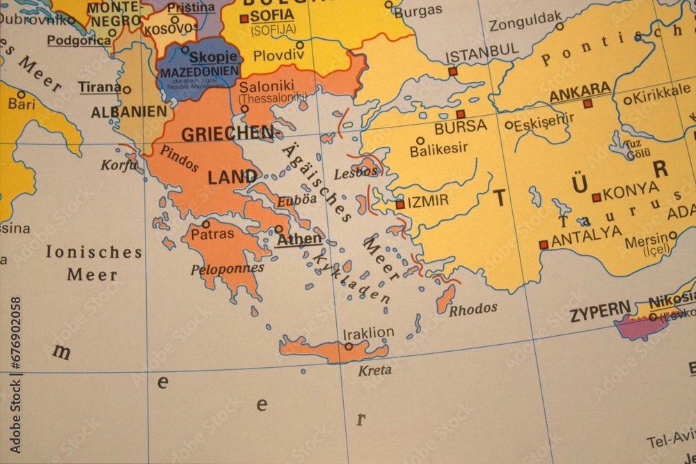 Map of Greece and neighbours Stock Photo | Adobe Stock