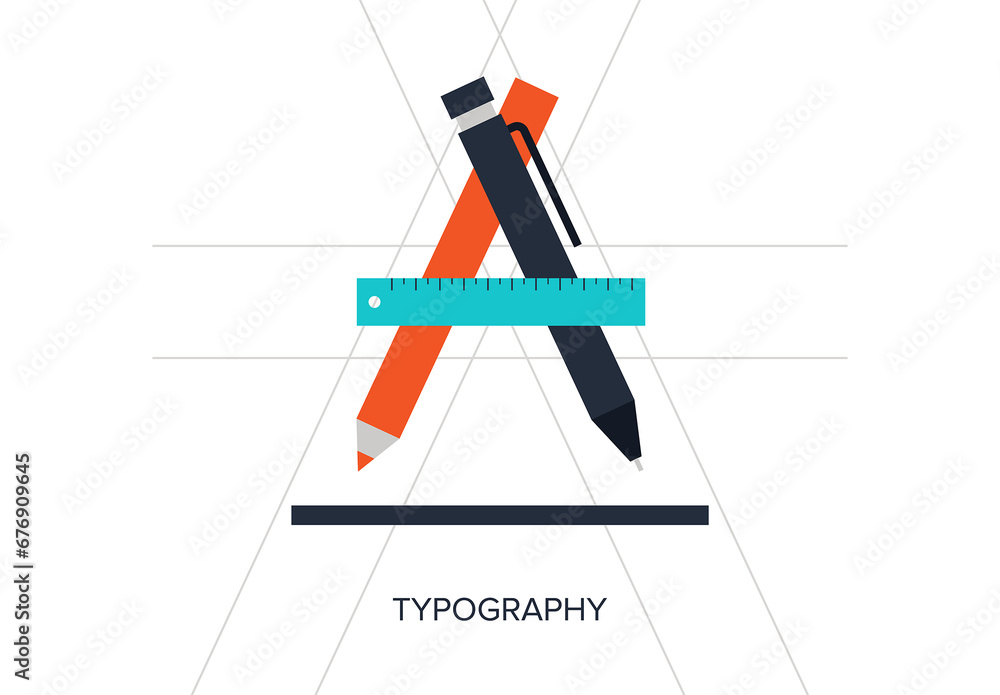 Abstract flat vector illustration of typography concepts. Elements for ...